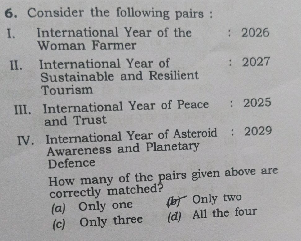 6. Consider the following pairs : I. | StudyX