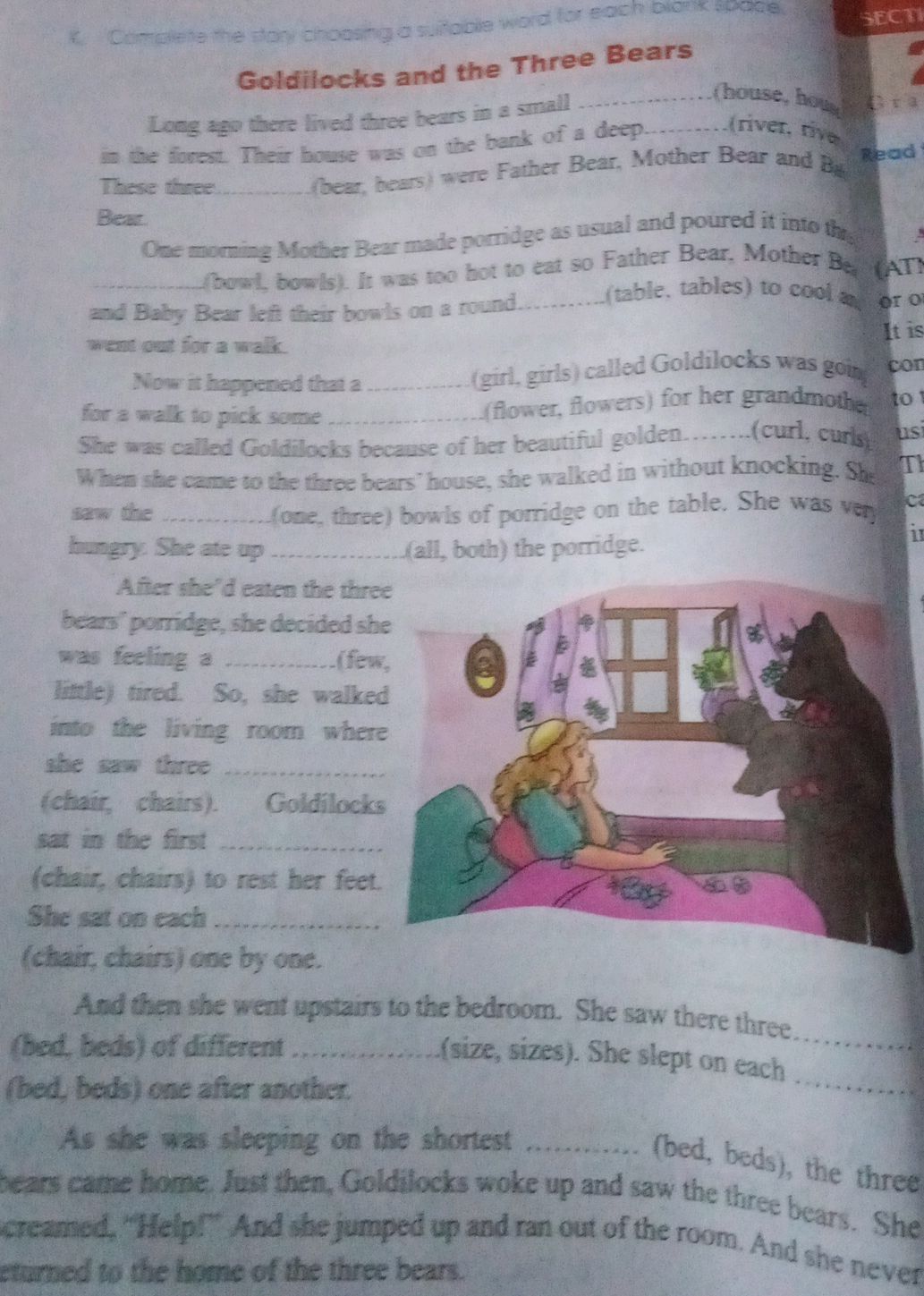 Complete the story choosing a suitable word | StudyX