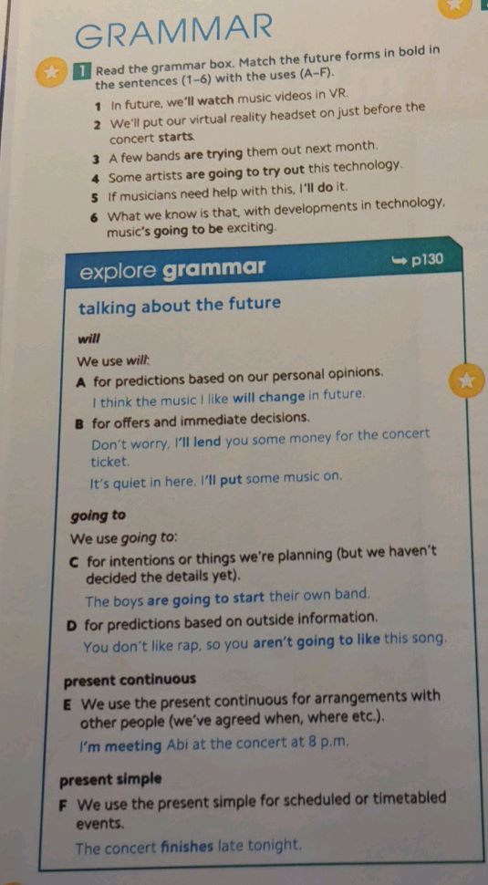 Read the grammar box. Match the future forms | StudyX