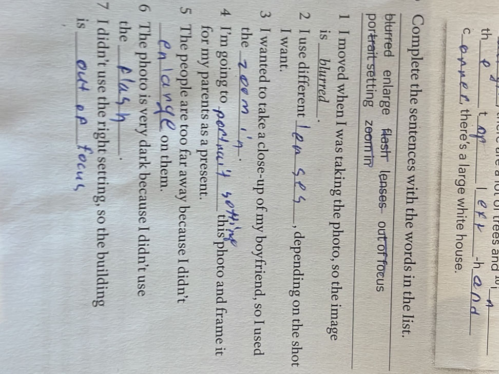 Complete the sentences with the words in the | StudyX