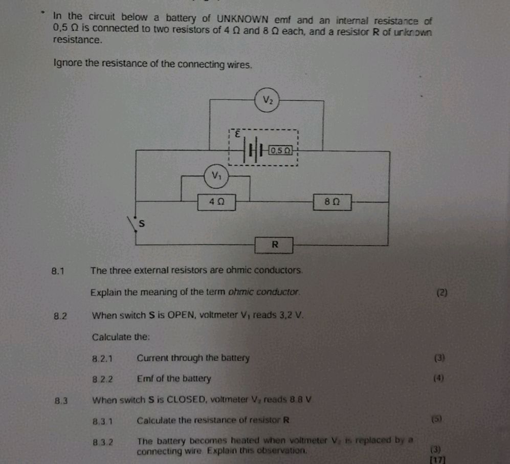 In the circuit below a battery of UNKNOWN | StudyX