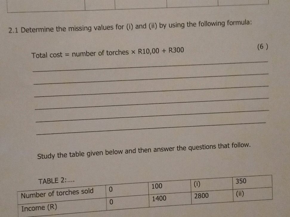 2.1 Determine the missing values for (i) and | StudyX