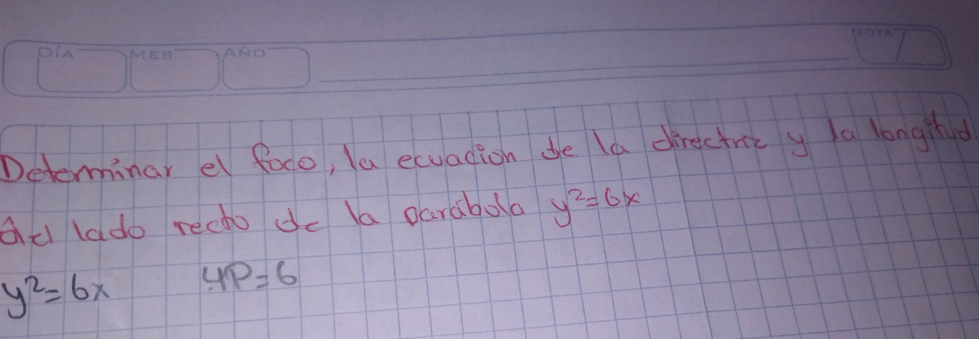 Determinar el foco, la ecuacion de la | StudyX