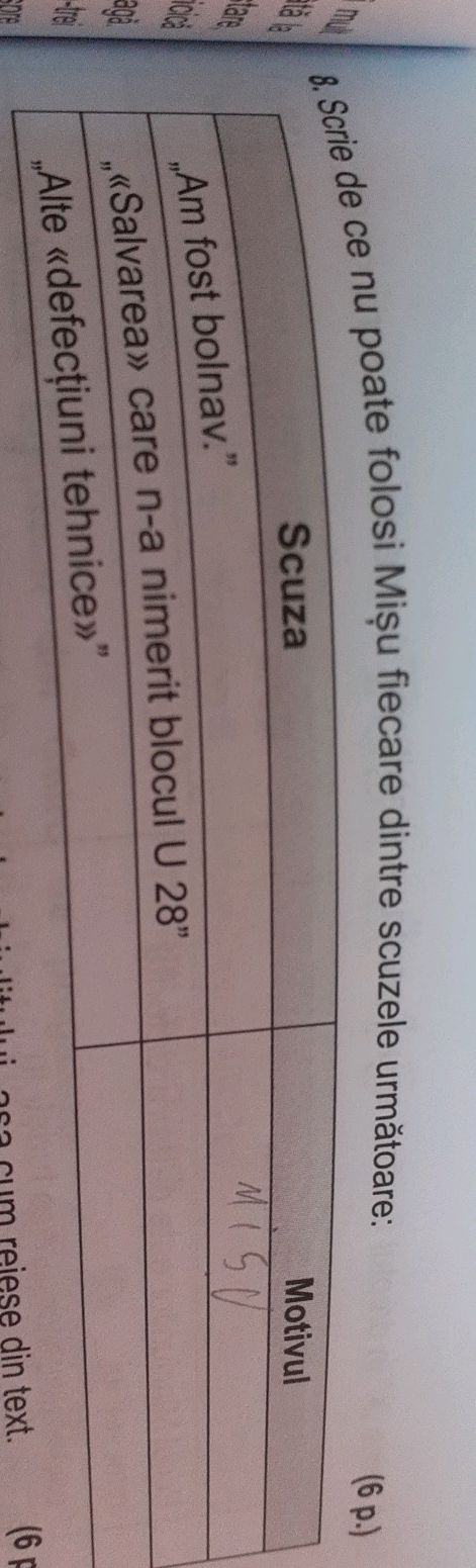 8. Scrie de ce nu poate folosi Misu fiecare | StudyX