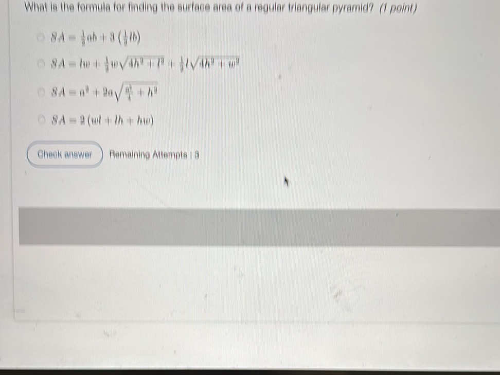 What is the formula for finding the surface | StudyX