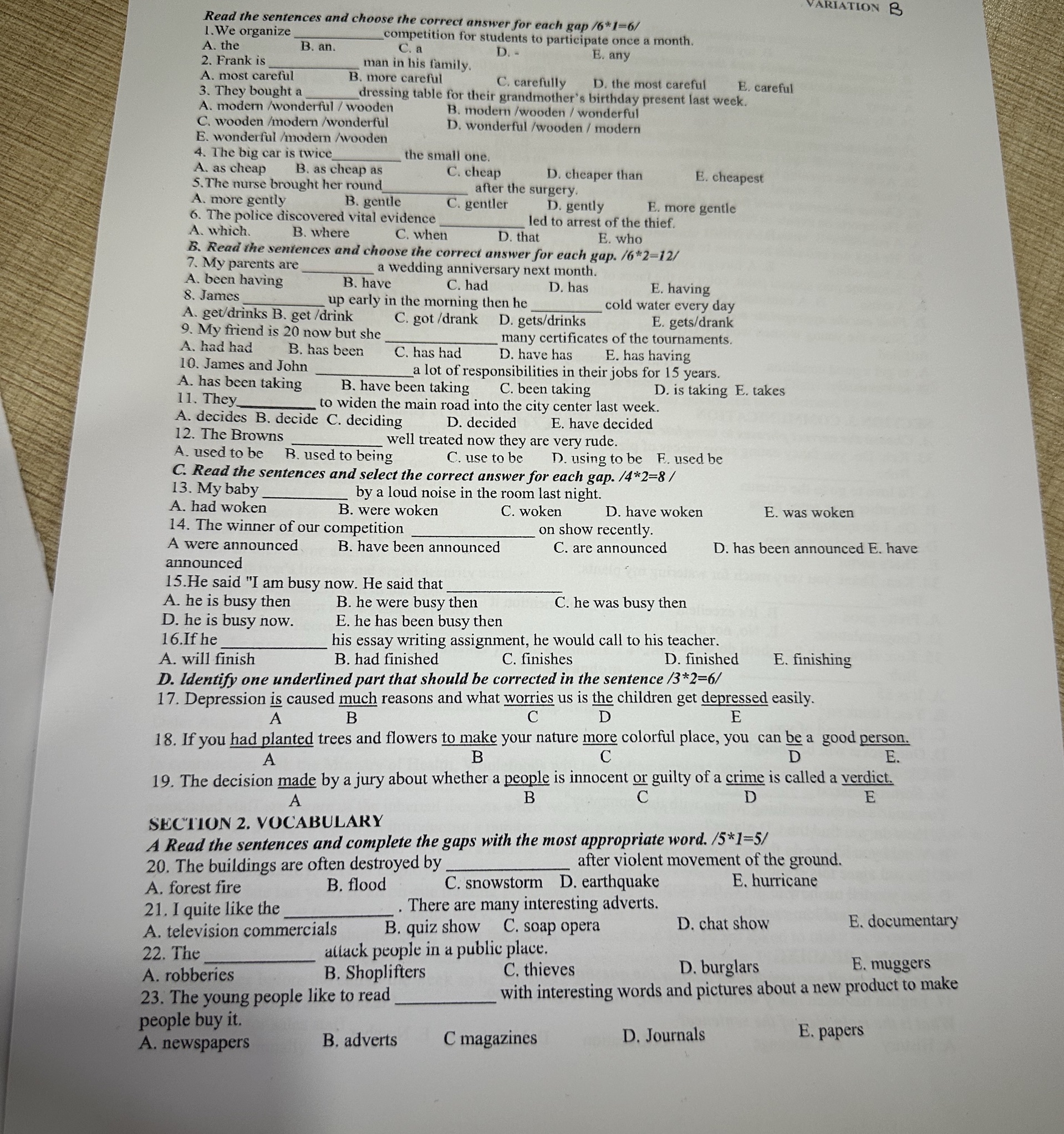 Read the sentences and choose the correct | StudyX