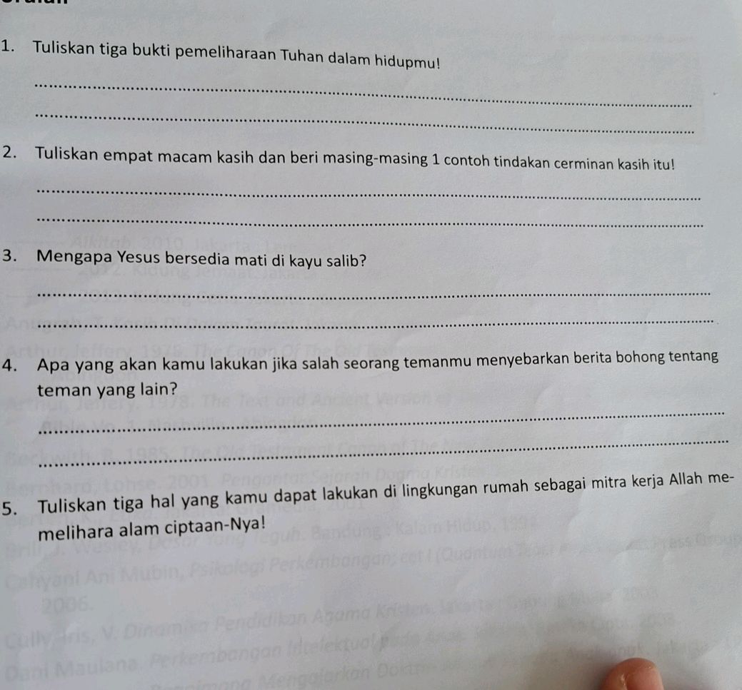 1. Tuliskan tiga bukti pemeliharaan Tuhan | StudyX