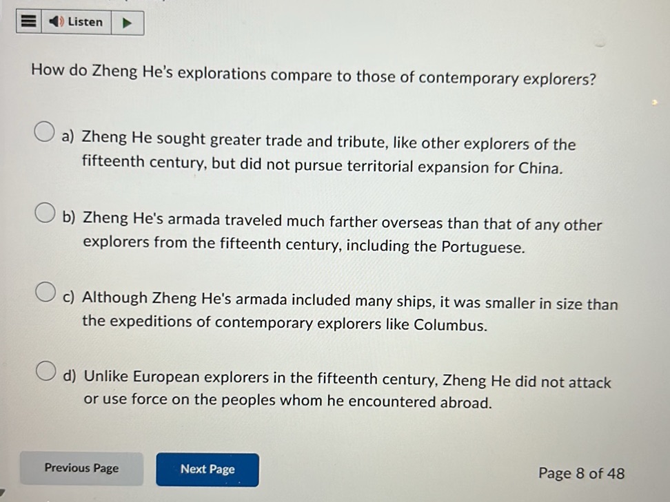 How do Zheng He's explorations compare to | StudyX