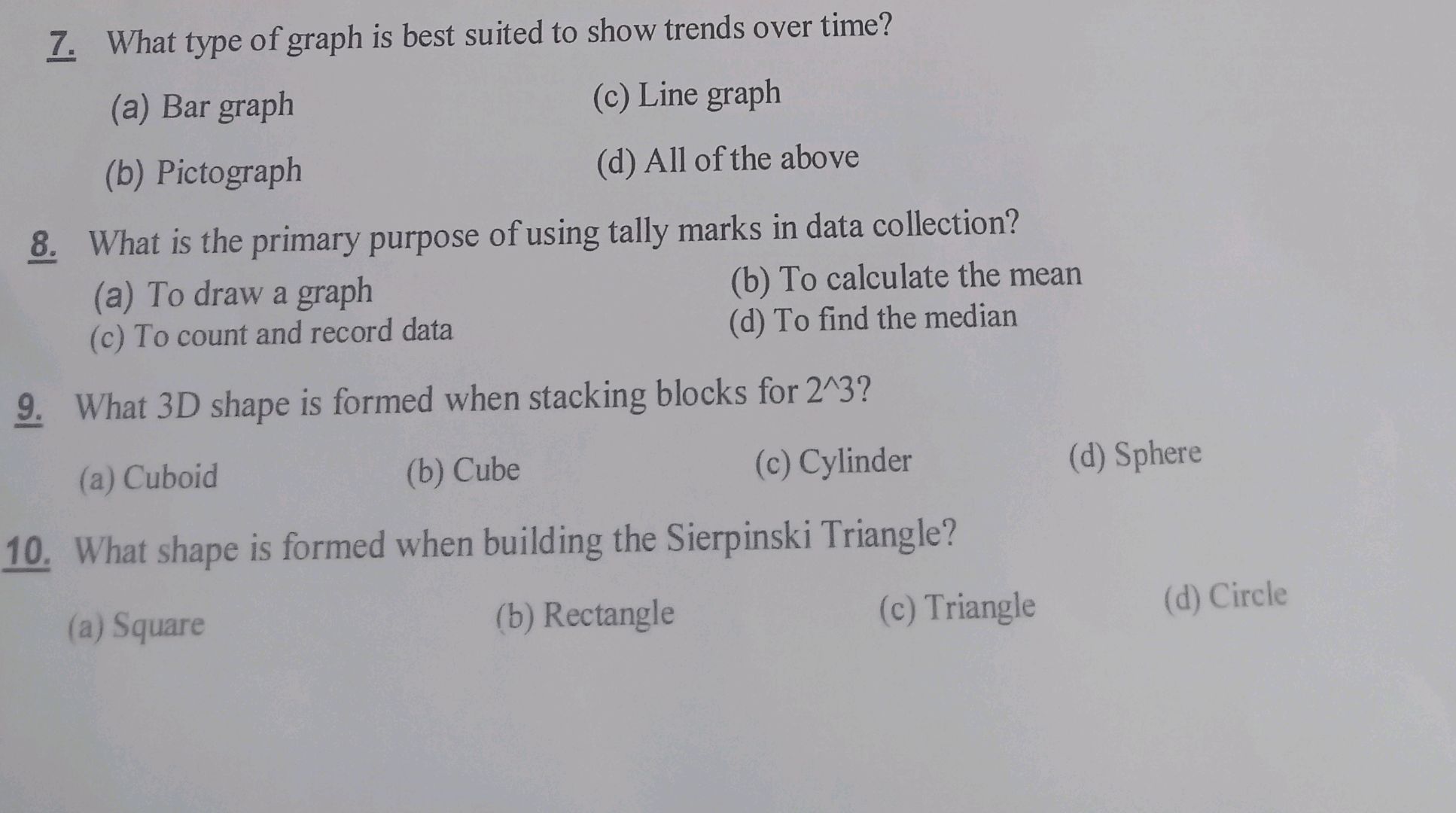7. What type of graph is best suited to show | StudyX