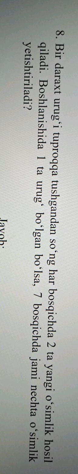 8. Bir daraxt urugʻi tuproqqa tushgandan | StudyX