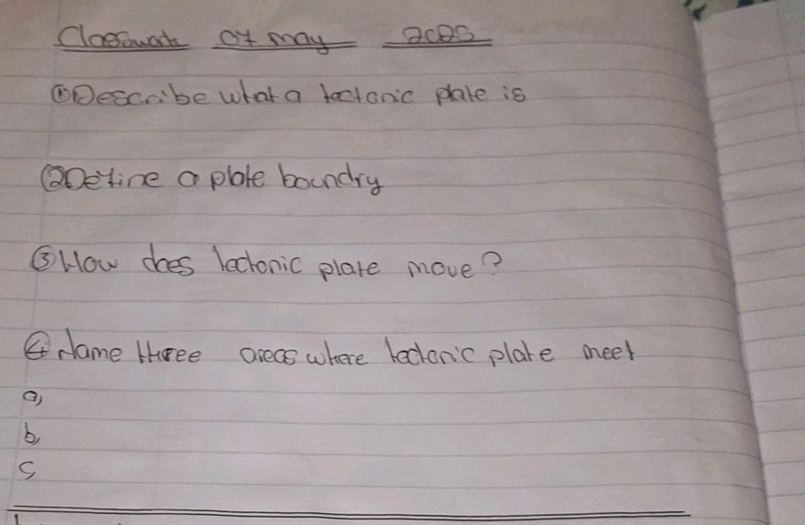 1 Describe what a tectonic plate is 2 | StudyX