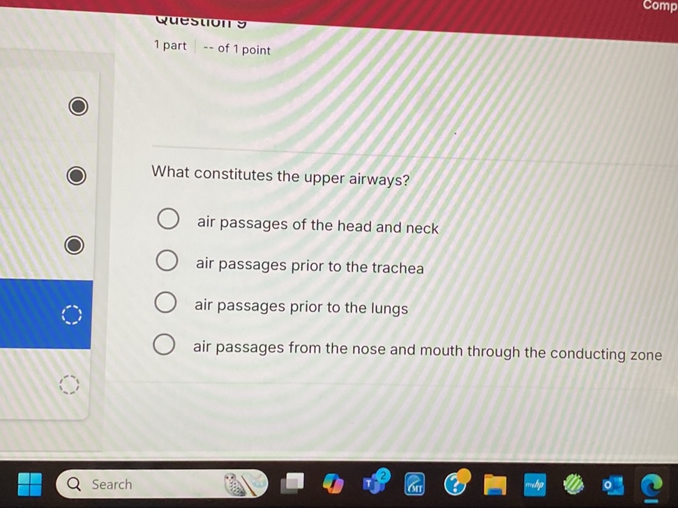 What constitutes the upper airways? air | StudyX