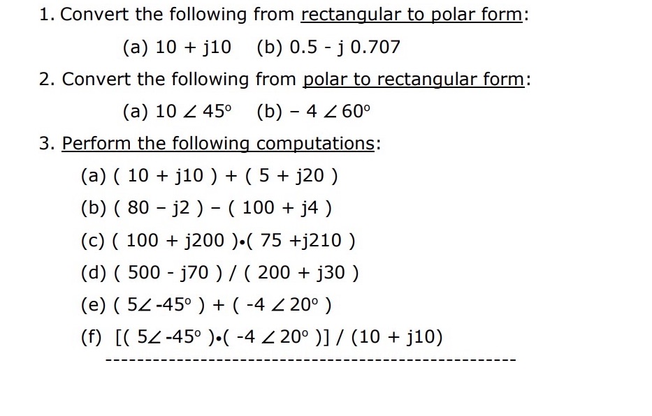 1. Convert the following from rectangular to | StudyX