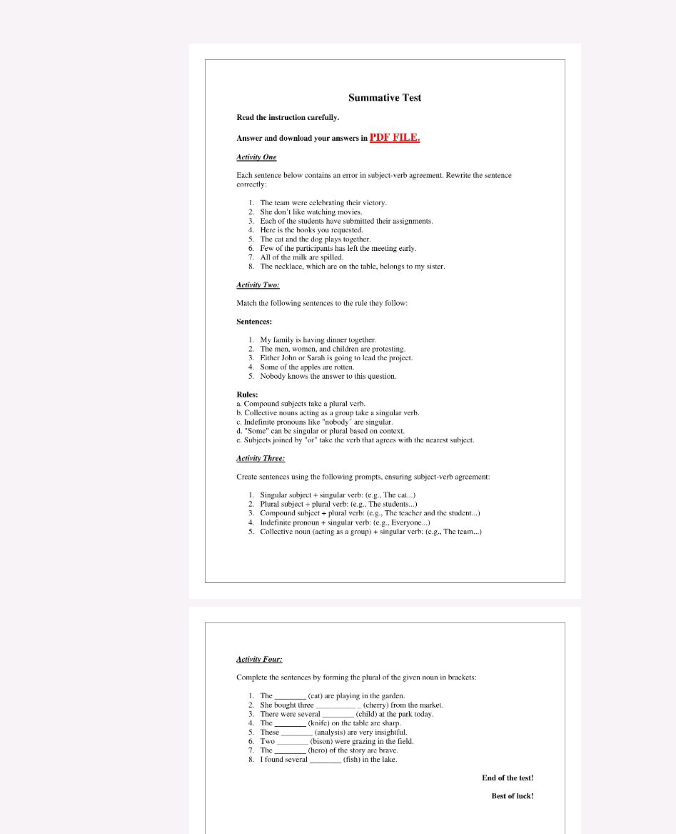 Read the instruction carefully. Summative | StudyX