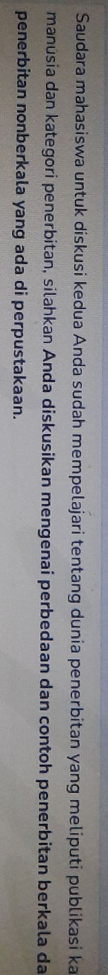 Saudara mahasiswa untuk diskusi kedua Anda | StudyX