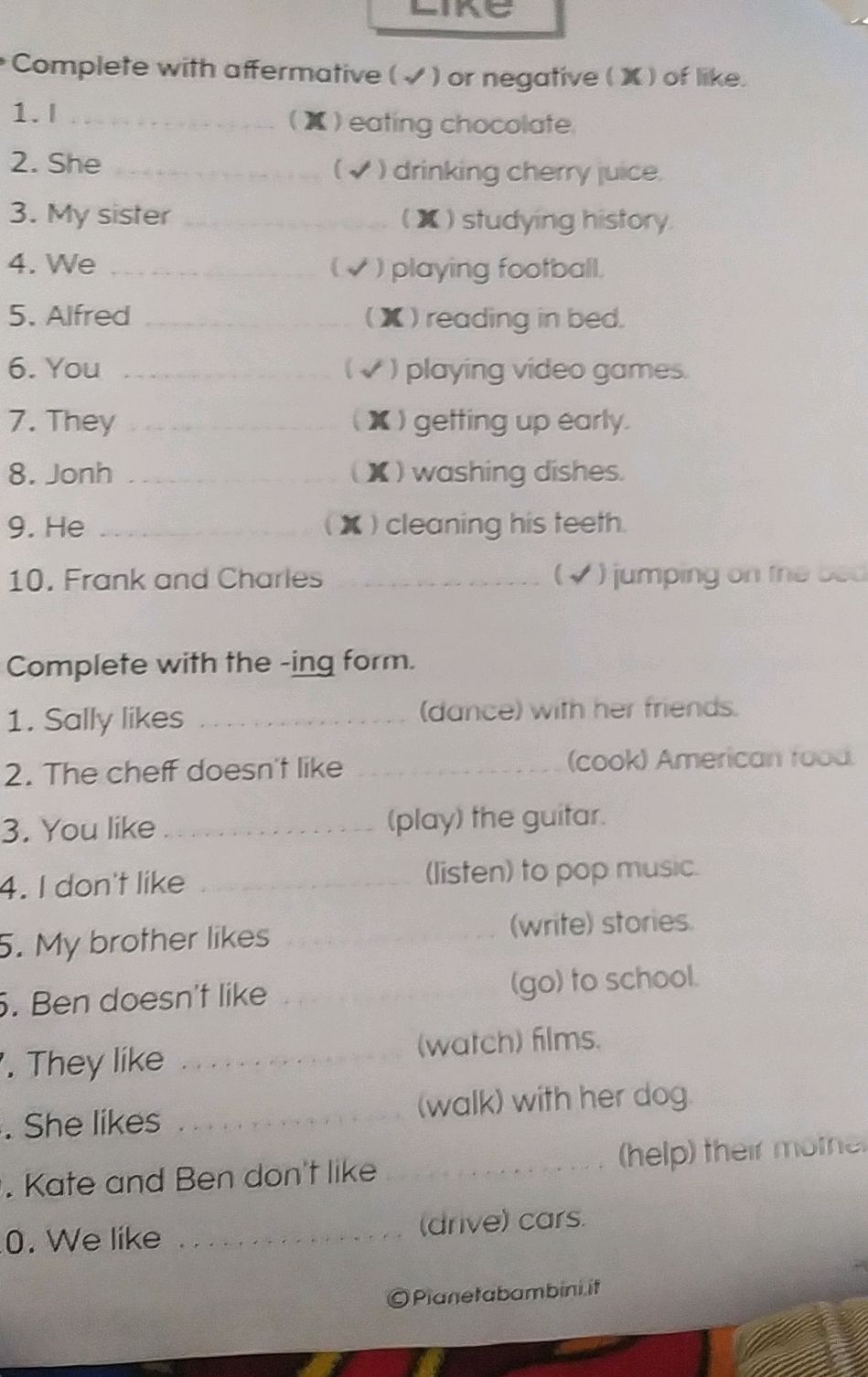 Complete with affermative ( ) or negative | StudyX