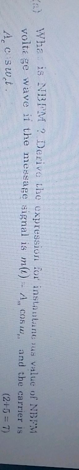 (a) What is NBFM? Derive the expression for | StudyX