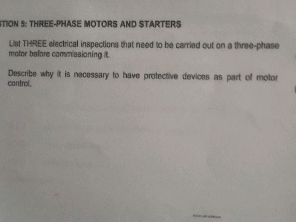 List THREE electrical inspections that need | StudyX