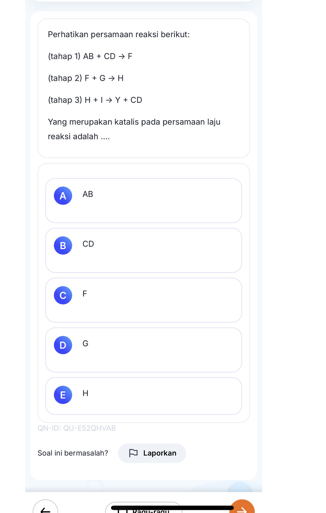 Perhatikan persamaan reaksi berikut: (tahap | StudyX