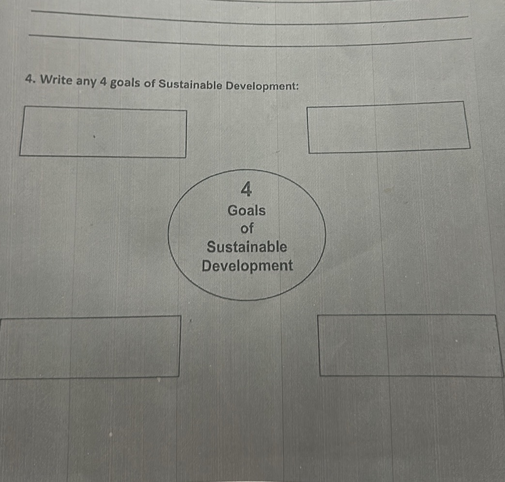 4. Write any 4 goals of Sustainable | StudyX
