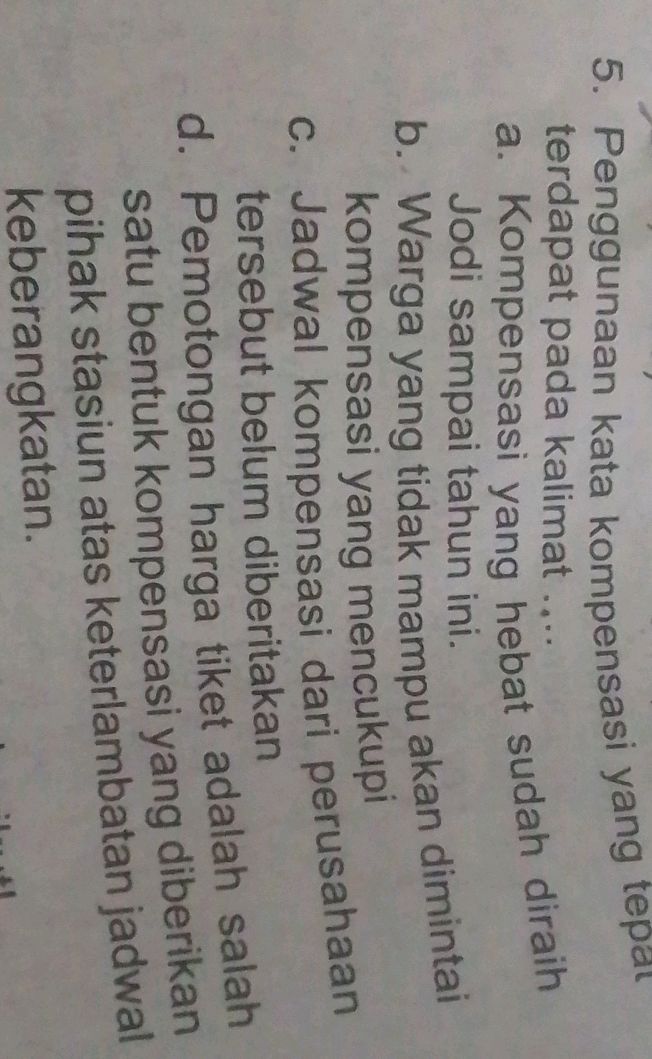 5. Penggunaan kata kompensasi yang tepat | StudyX