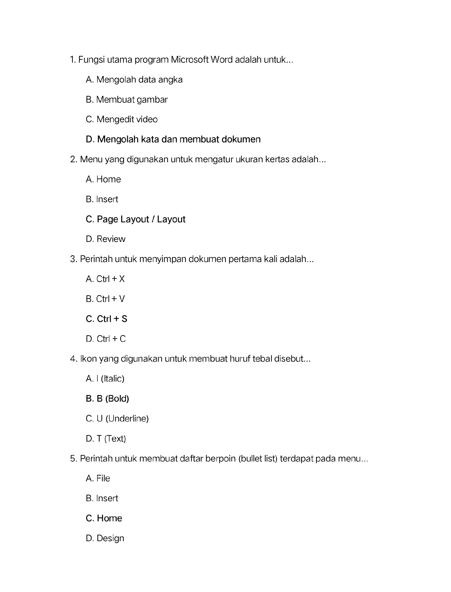 1. Fungsi utama program Microsoft Word | StudyX