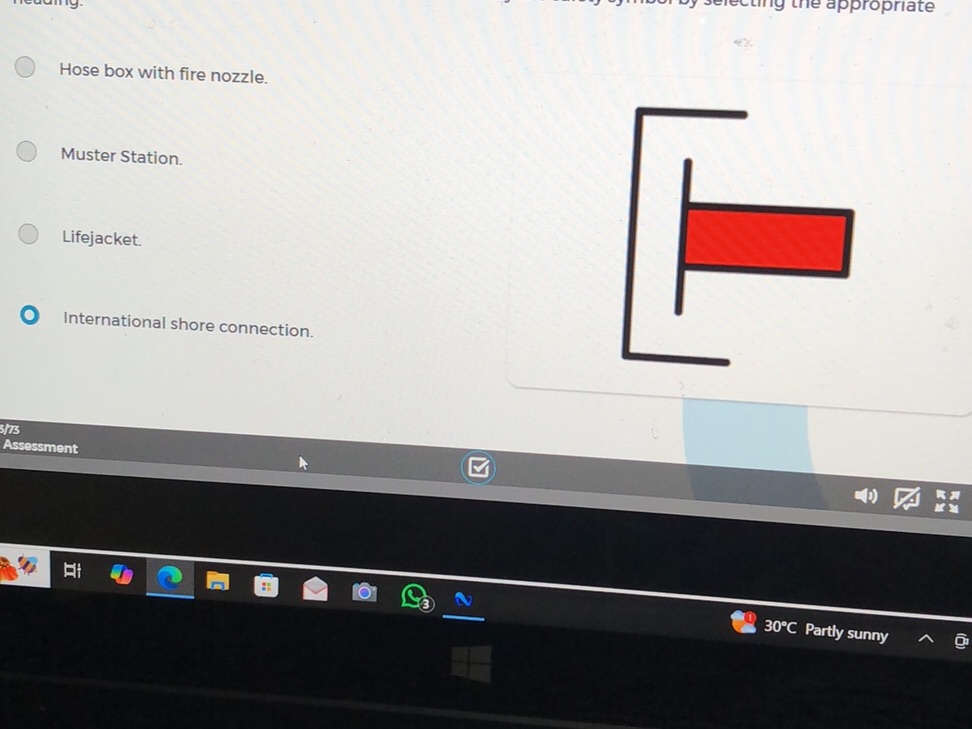 Hose box with fire nozzle. Muster Station. | StudyX