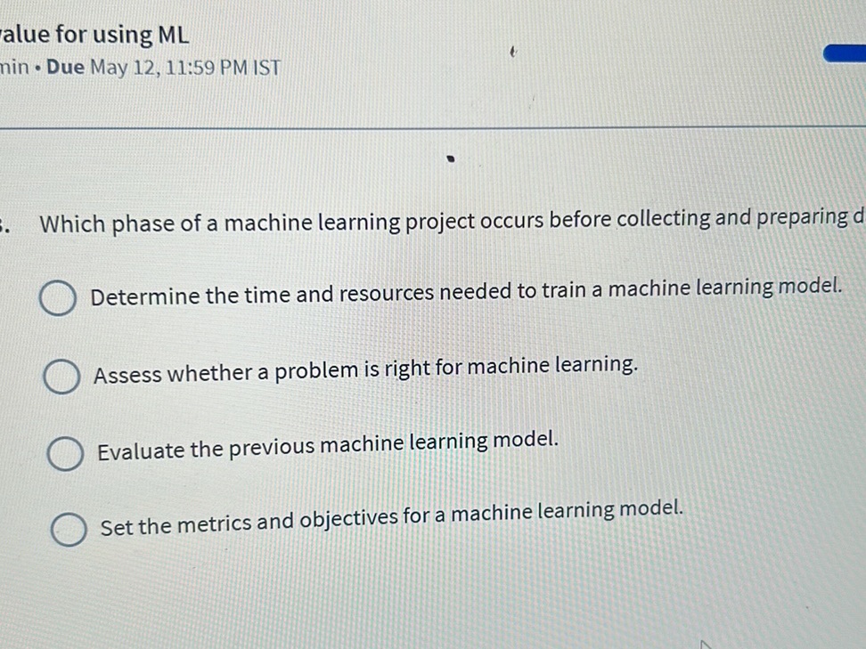 5. Which phase of a machine learning project | StudyX
