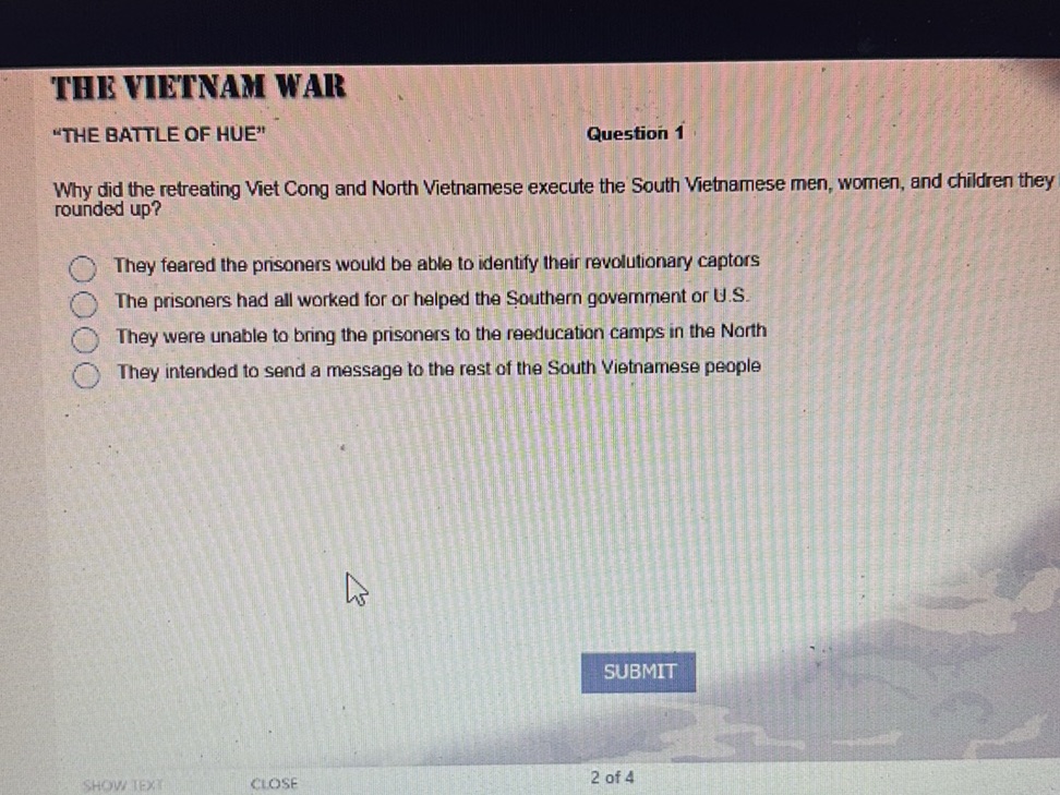 THE VIETNAM WAR "THE BATTLE OF HUE" Question | StudyX