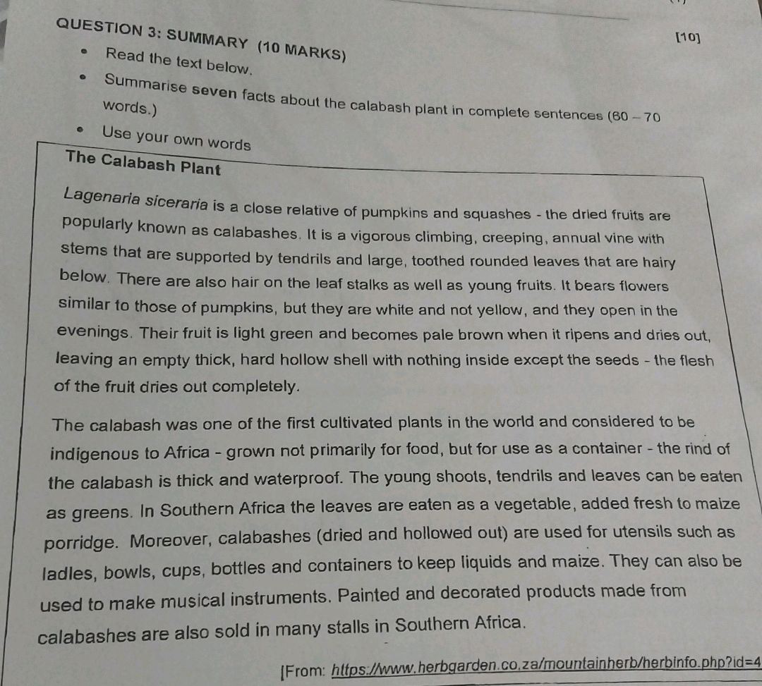 QUESTION 3: SUMMARY (10 MARKS) Read the | StudyX