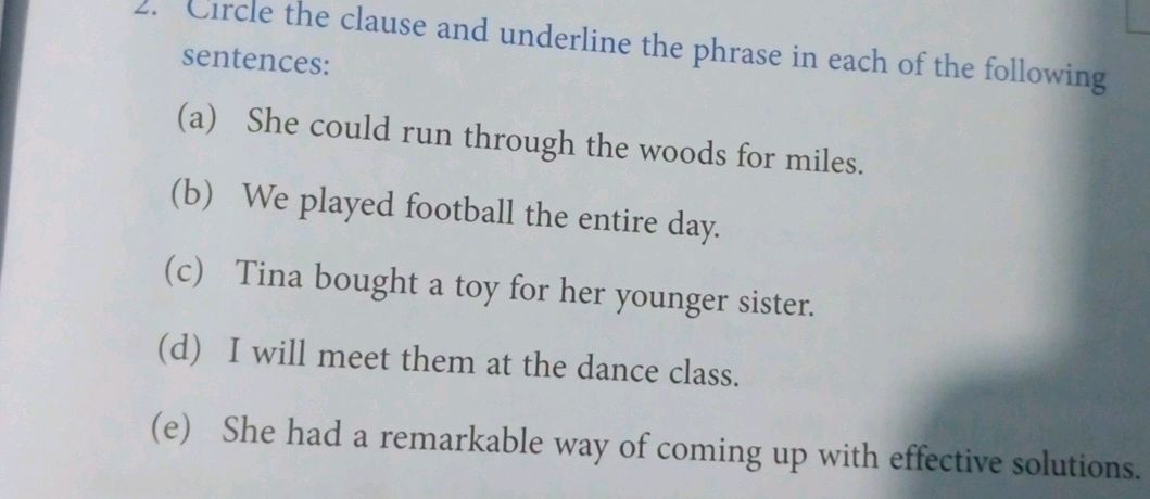 Circle the clause and underline the phrase | StudyX