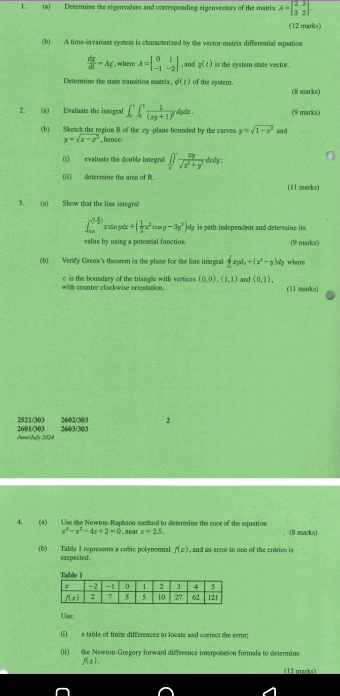 1. (a) Determine the eigenvalues and | StudyX