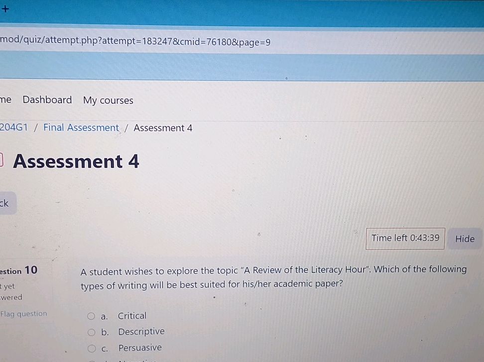 A student wishes to explore the topic "A | StudyX