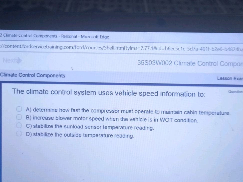 The climate control system uses vehicle | StudyX