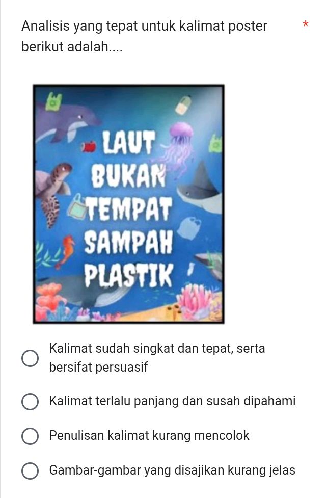 Analisis yang tepat untuk kalimat poster | StudyX