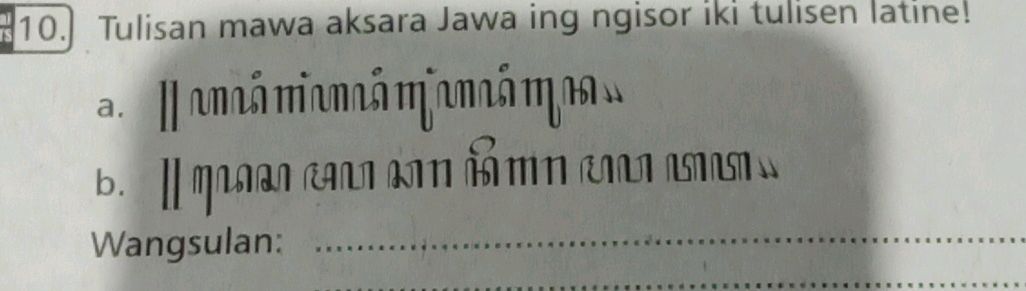 10. Tulisan mawa aksara Jawa ing ngisor iki | StudyX