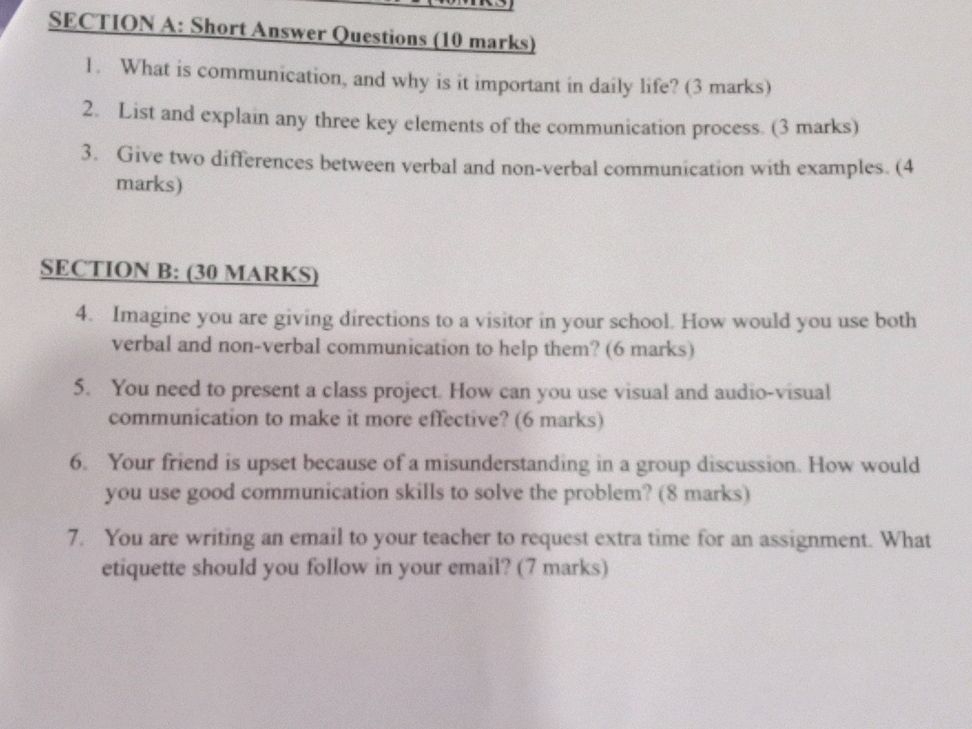SECTION A: Short Answer Questions (10 marks) | StudyX