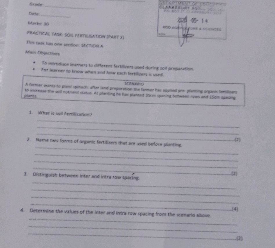 1. What is soil Fertilization? 2. Name two | StudyX
