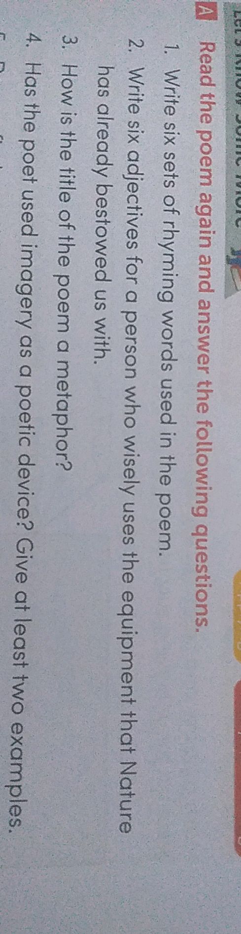 1. Write six sets of rhyming words used in | StudyX