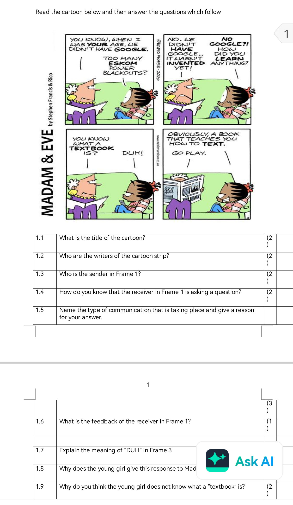 Read the cartoon below and then answer the | StudyX