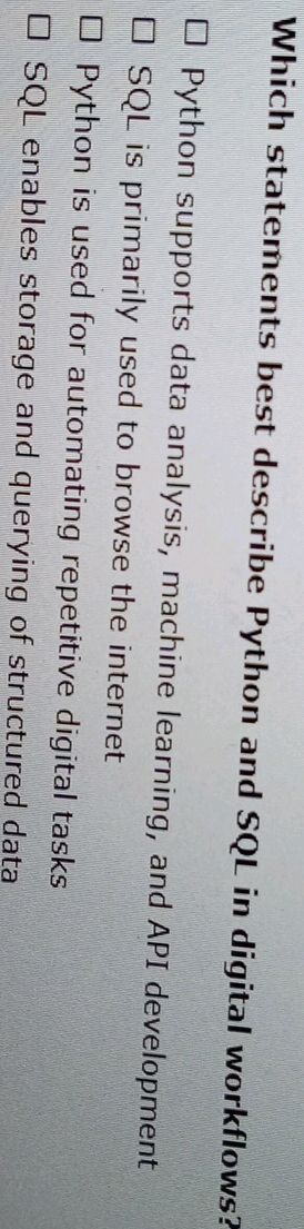 Which statements best describe Python and | StudyX