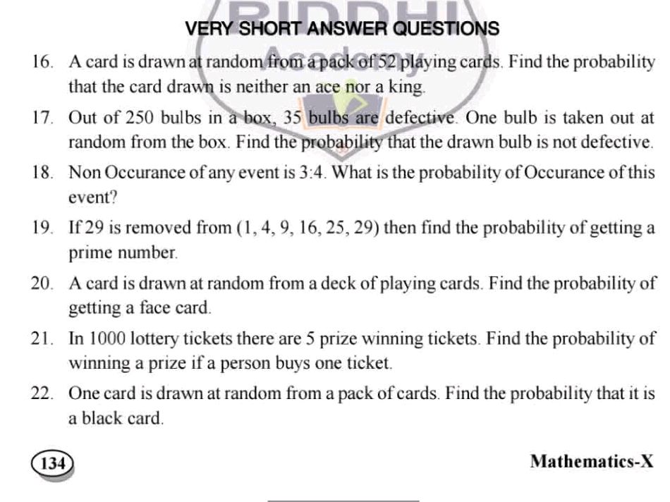 16. A card is drawn at random from a pack of | StudyX