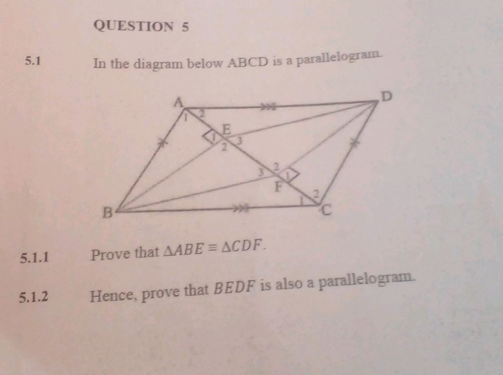 QUESTION 5 5.1 In the diagram below ABCD is | StudyX
