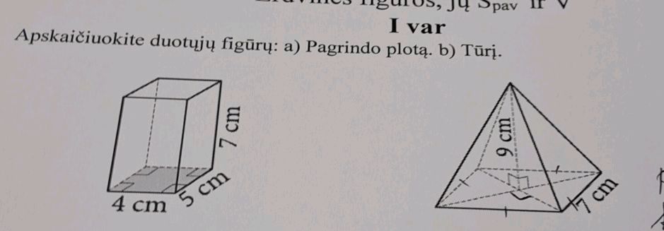 Apskaičiuokite duotųjų figūrų: a) Pagrindo | StudyX
