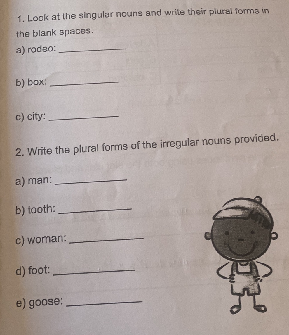 1. Look at the singular nouns and write | StudyX