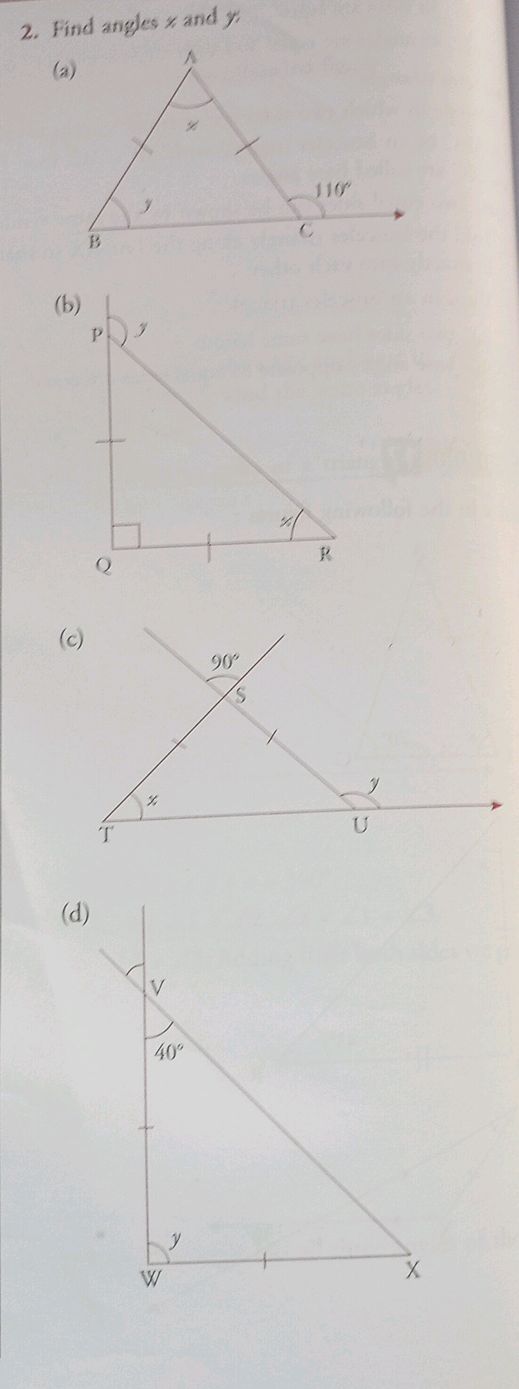 2. Find angles x and y (a) ``` A / \ | StudyX