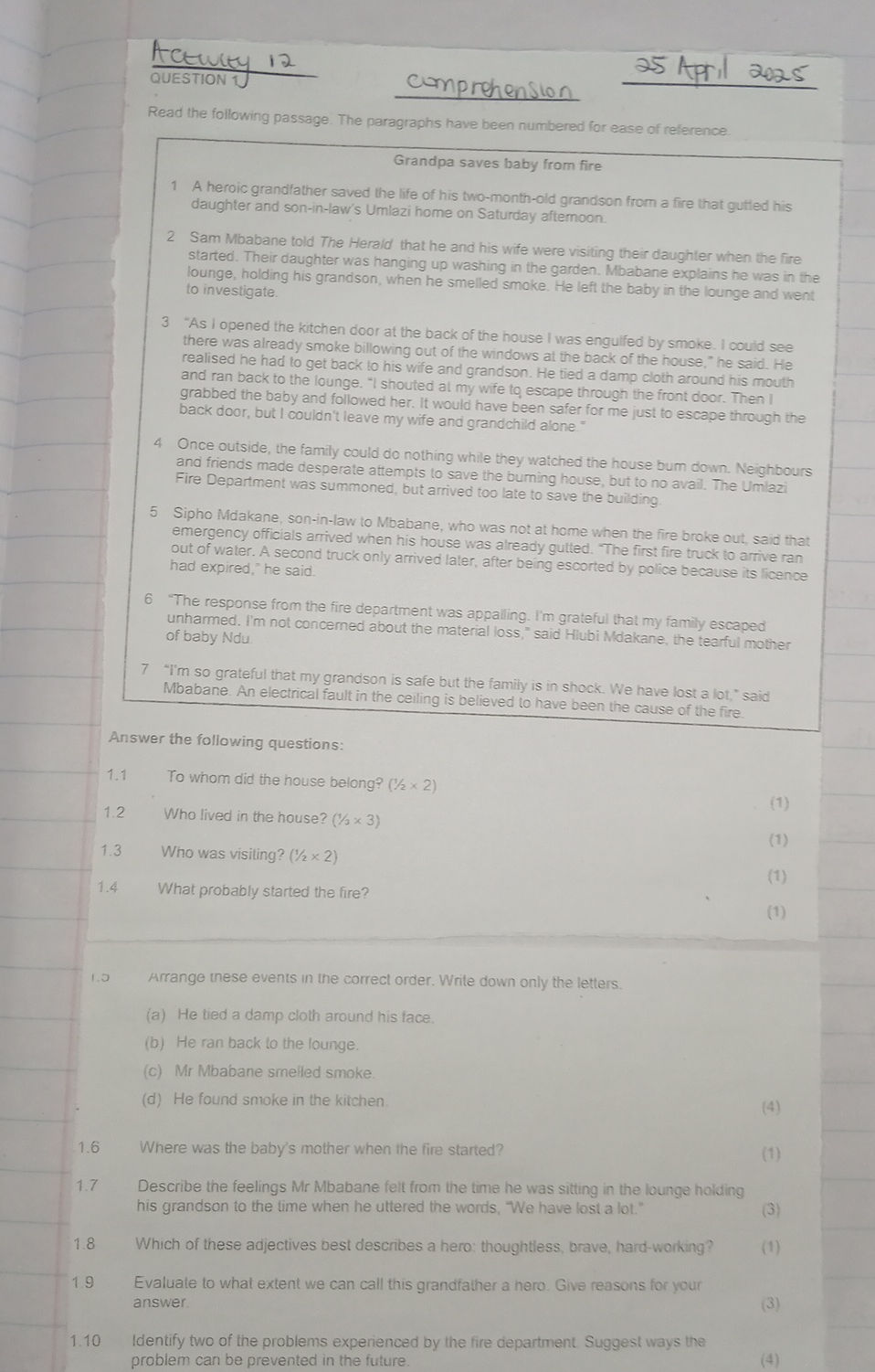 Answer the following questions: 1.1 To whom | StudyX