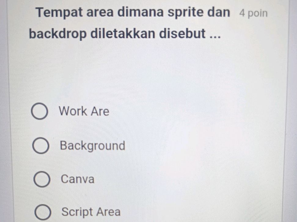 Tempat area dimana sprite dan backdrop | StudyX