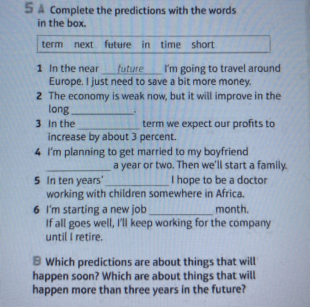 5 A Complete the predictions with the words | StudyX