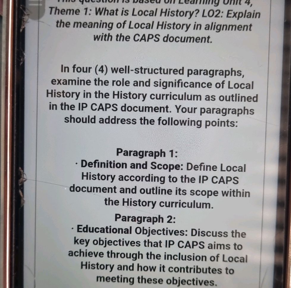Theme 1: What is Local History? LO2: Explain | StudyX